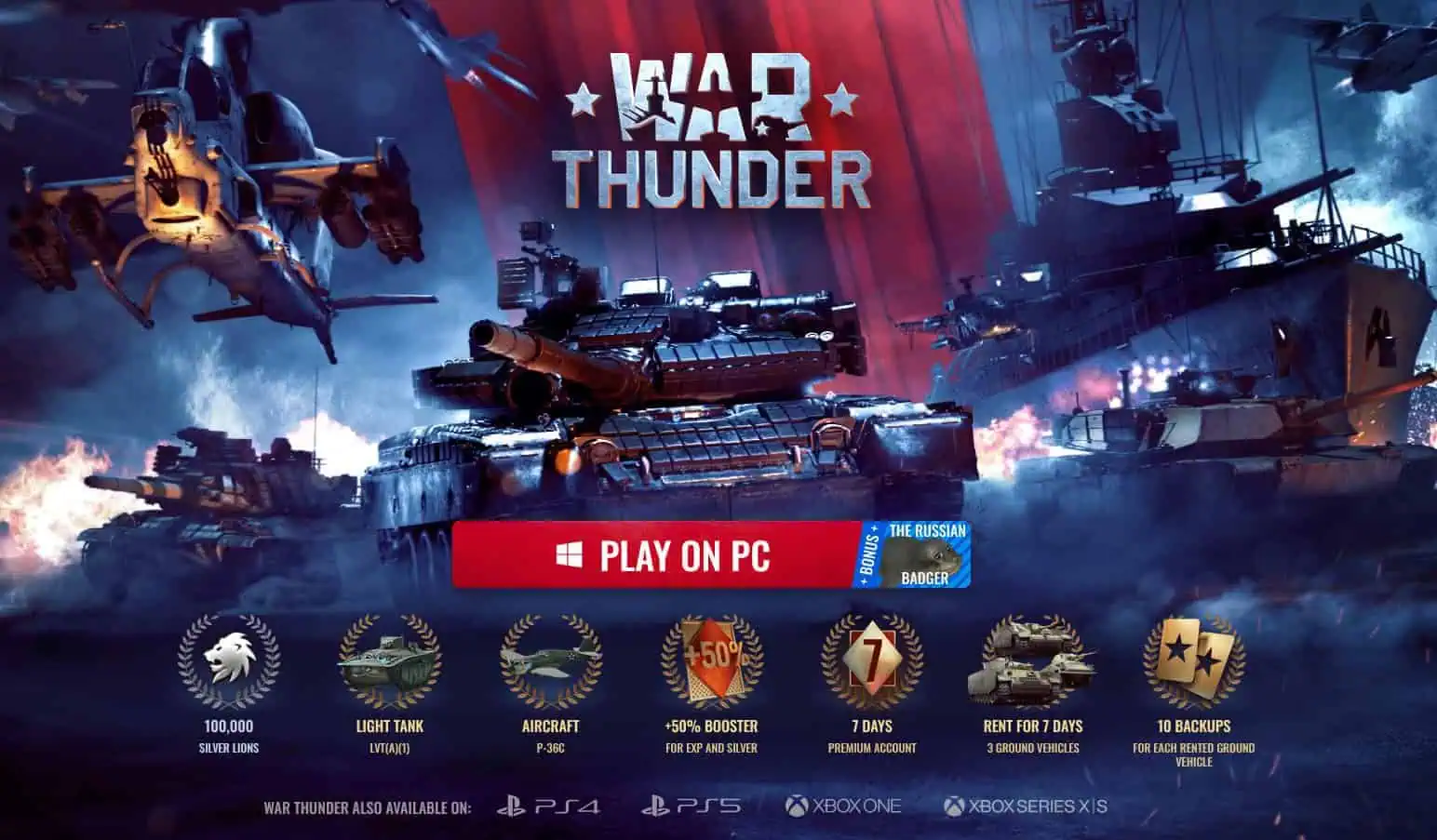 Registration with bonuses in War Thunder for October 2025